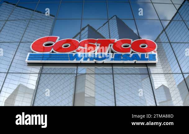 September 2017, Editorial use only, 3D animation, Costco logo on glass ...