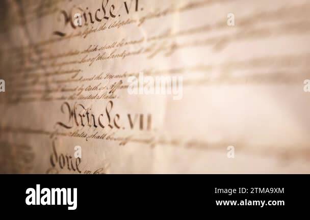 Fourth Of July Old Declaration Close Up/ 4k animation of a vintage ...