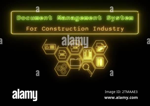 document management system for construction industry Neon yellow-orange Fluorescent Text ...