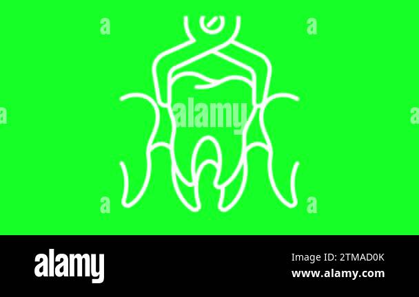 Animated exodontics white line icon. Tooth extraction. Loop HD video ...