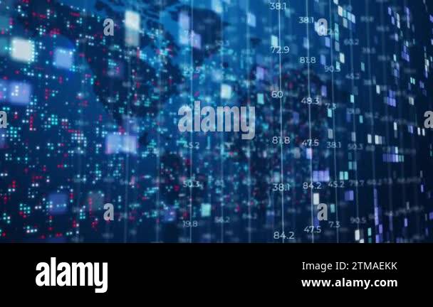 World map with financial chart concept. Blinking red pixels and dots on ...