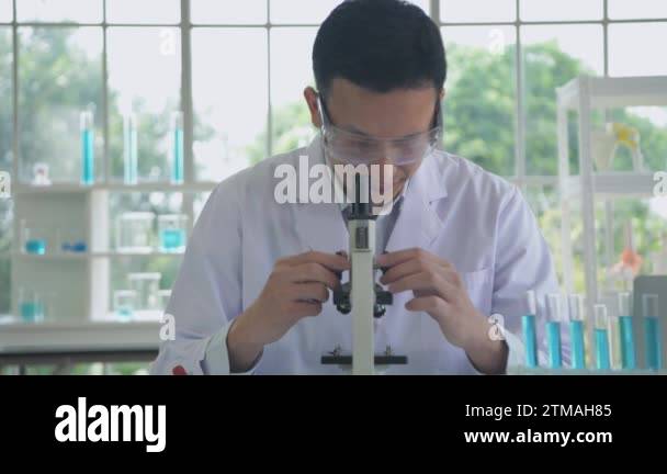 Research concept of 4k resolution. Asian scientists are examining the ...