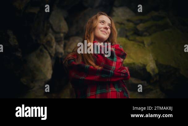 Female traveler finds inner peace in the beauty of nature, hiking through mountain ranges, and ...