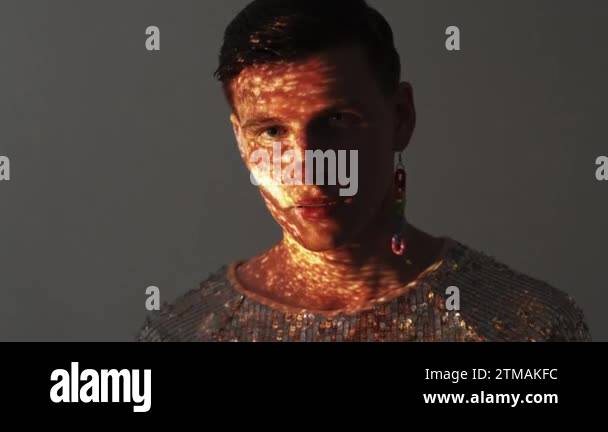 Lgbtq identity. Male style. Double exposure portrait. Handsome man in ...