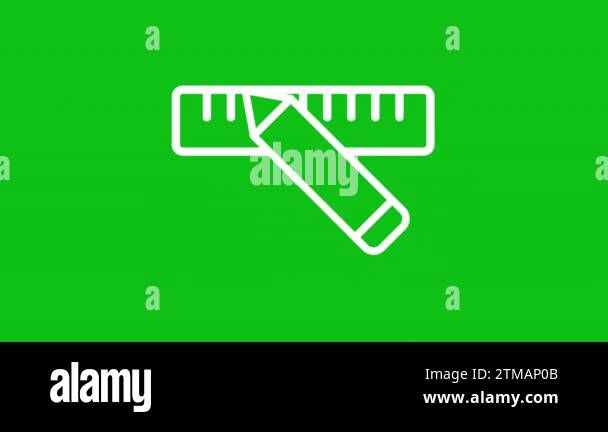 Animated pencil and ruler white icon. School supplies. Accurate ...
