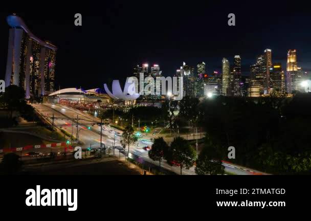 timelapse landscape mega city view of singapore downtown financial ...