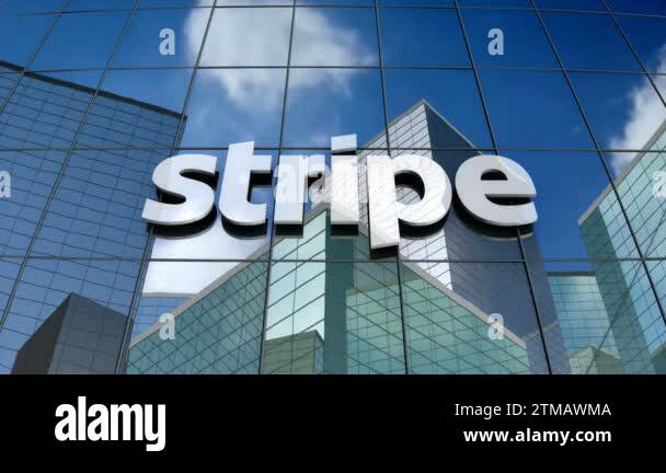 January 2018, Editorial use only, 3D animation, Stripe logo on glass building Stock Video ...