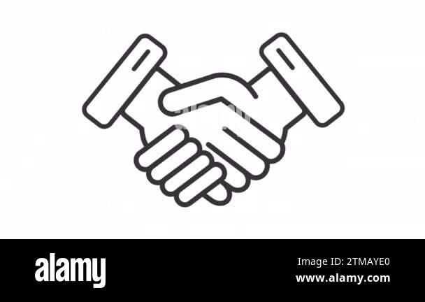 Handshake linear animation. Business partnership. Contract agreement ...
