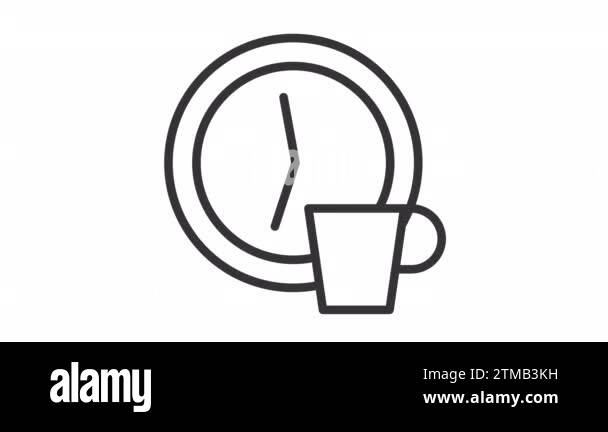 Animated break linear icon. Coffee time. Time to take pause. Scheduled ...