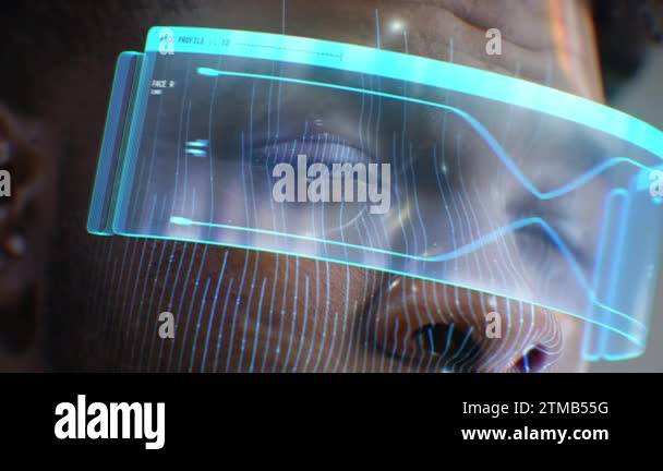 Close up face portrait of young African American man with focused look ...
