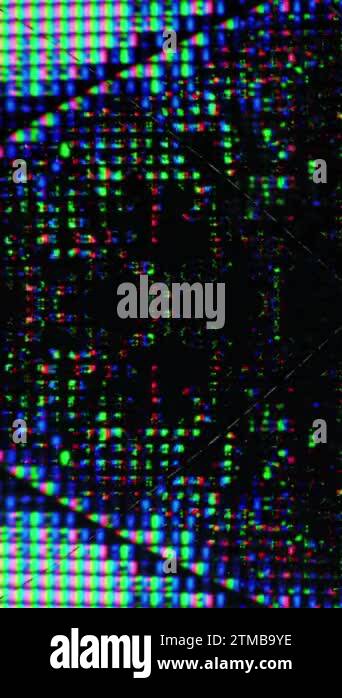 Vertical video. Digital artifacts. Color glitch. Display distortion ...