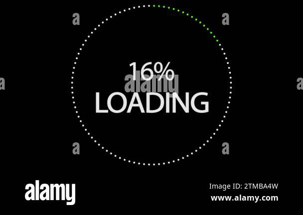 Circular loading indicator with green dots. Load from 1 to 100 percent. Loading circle icon ...