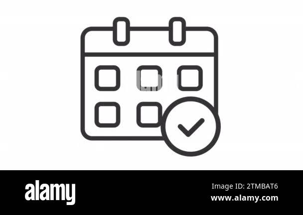 Animated approve date linear icon. Calendar with checkmark. Accept ...