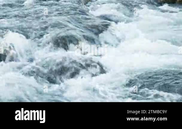 Pure Water Stream Running Through Stone Boulders. Wild Mountain River ...