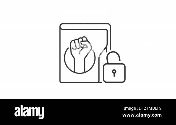 Animated trade union linear icon. Workers union membership. Sensitive ...