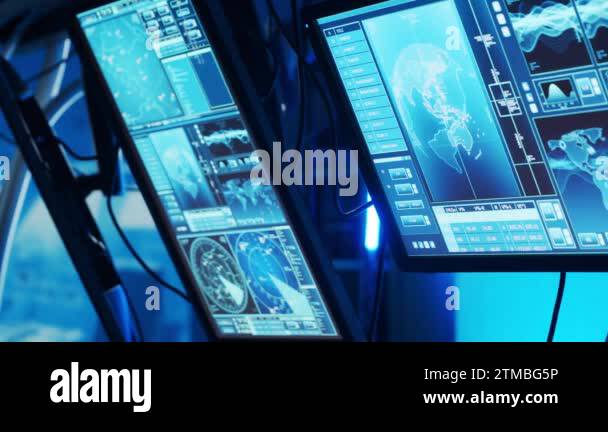 Futuristic spaceship control panel interface. Spacecraft digital ...