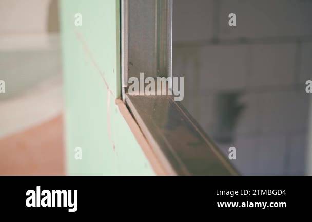 The frame from the U profile is sheathed with drywall close-up. Frame ...