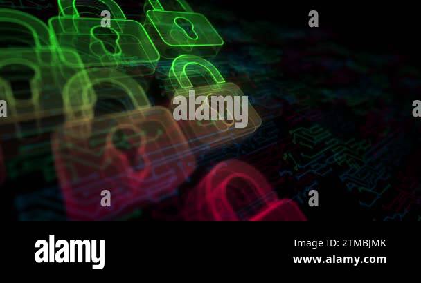 Cyber Security And Digital Computer Protection With Padlock Hologram Symbol Appears On A