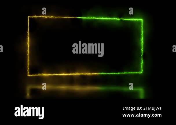 Abstract animated light Neon effect rectangle frame overlay Loop background for presentation ...