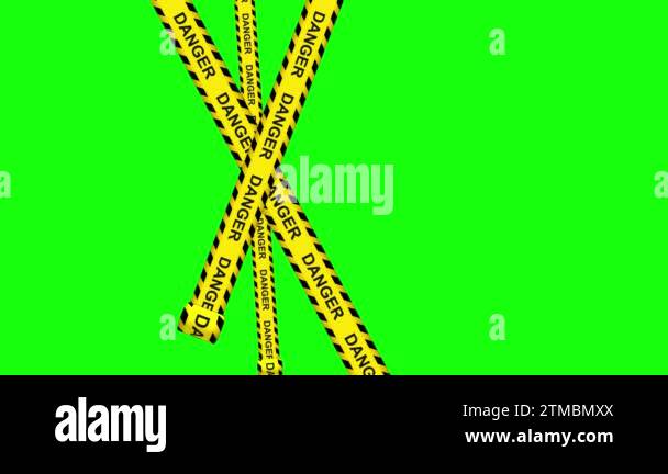 Video of a danger caution black yellow tapes stripes on chroma key ...