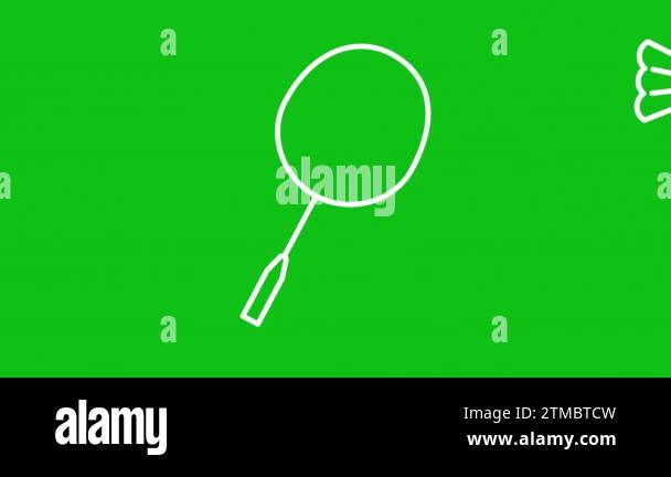 Badminton white line animation. Racquet hits shuttlecock. Individual ...