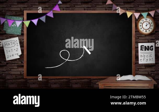 Animation of creative school blackboard background. School blackboard ...