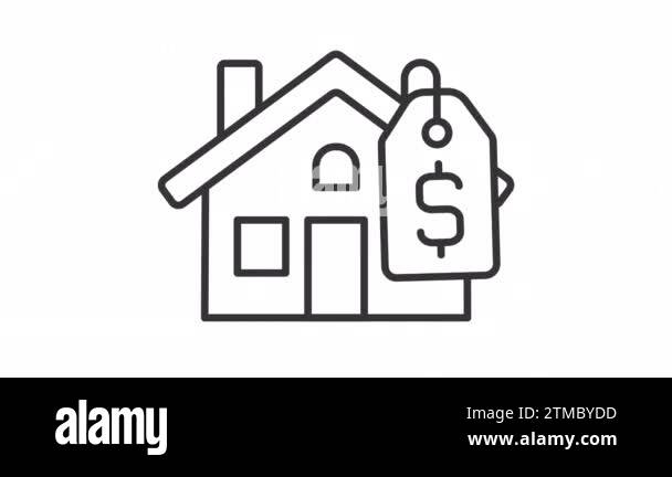 House price linear animation. Buying home. Construction cost. Property ...