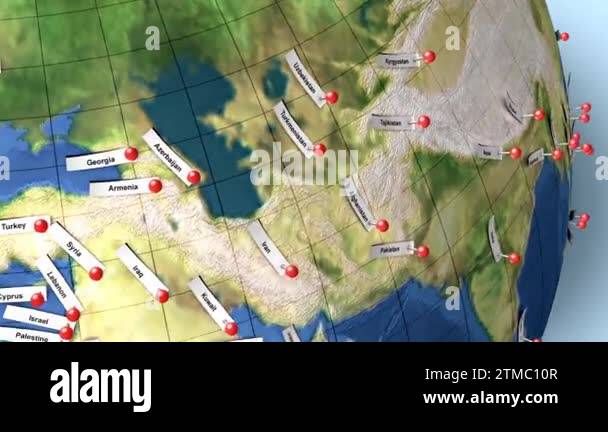 World map with countries atlas and names Stock Videos & Footage - HD ...