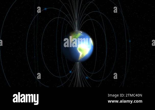 Earth magnetic field, planet, science, physics, education Stock Video ...
