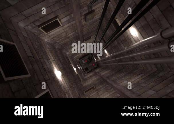 Elevator shaft lift shaft bunker vault safe nuclear machinery 4k Stock ...