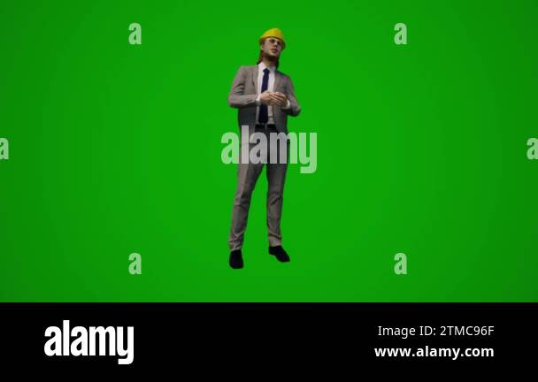 3d man manufacturing factory engineer on green screen talking walking ...