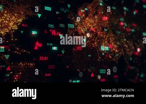 Changing stock market data against the backdrop of a digital map of the ...