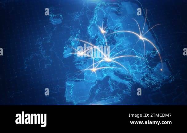 Map of the Europe with the animated background Stock Video Footage - Alamy