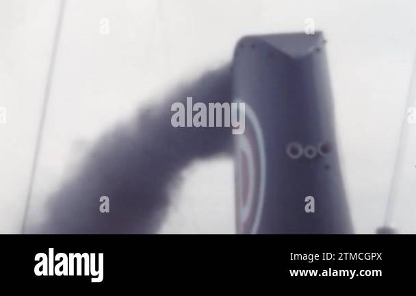 Chimney of a Ship Emits Black Exhaust Smoke from Diesel Engine. Air ...