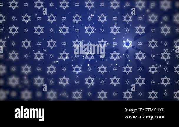 Blue background with jewish symbol star of david. Abstract animation ...