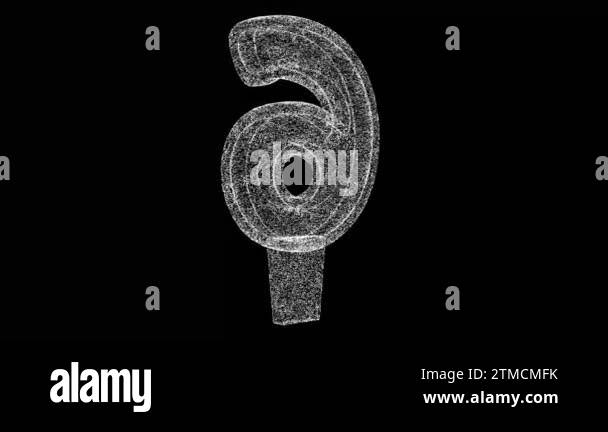 3D number 6 digit rotates on black background. Object made of ...