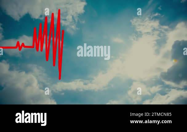 Heart Beat in shape of heart. Seamless loop blue background EKG ...