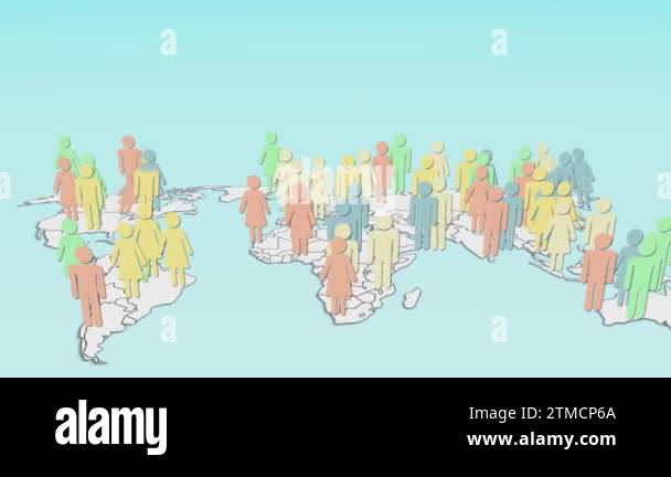 World map 3D population people crowd nice copy spaceAnimation of stick ...