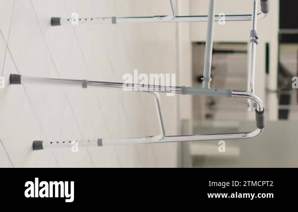 Vertical video: Diagnostic center with reception counter, walking frame ...