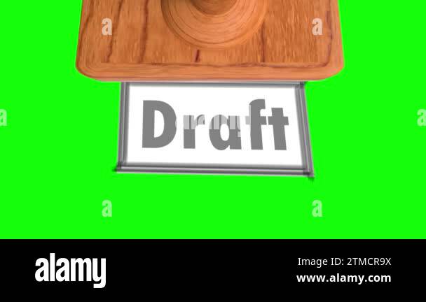 Draft stamp seal text animation on Green background. Vd 1675 Stock ...
