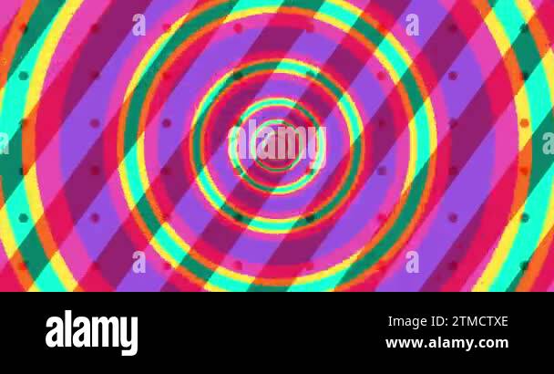 Flying through optical illusion of circles creating abstract tunnel ...