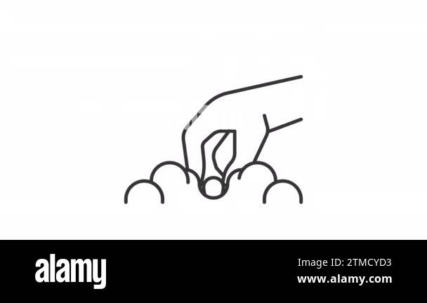 Animated sowing line icon. Putting seed into ground animation ...