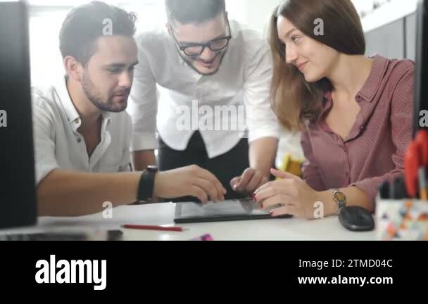 Coworking team brainstorming in modern office.Project Manager ...