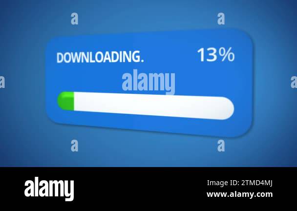 Downloading dialog window, progress bar turning green, process ...