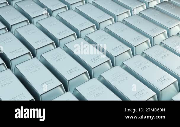 Silver bars, loop animation. Silver ingots background. Stack of silver ...