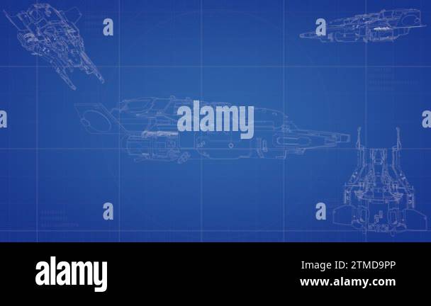 3D CG, spaceship blueprint background animation Stock Video Footage - Alamy