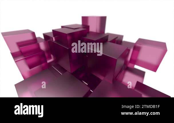 Glass blocks cubes floating interlocking abstract tech motion ...