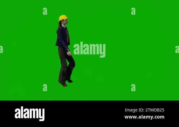 3d man manufacturing factory engineer on green screen talking walking ...