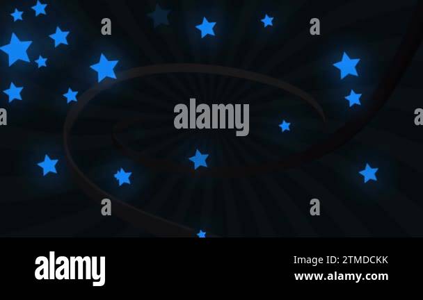 Animation of stars over black patterned background. Shape, movement and ...