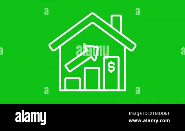 Housing market white line animation. Rising property value. Real estate ...